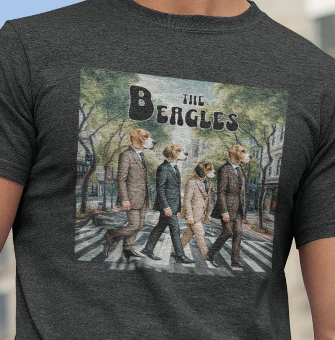 The Beagles T-shirt - Beagle on Crosswalk Album Cover - Funny Parody ...