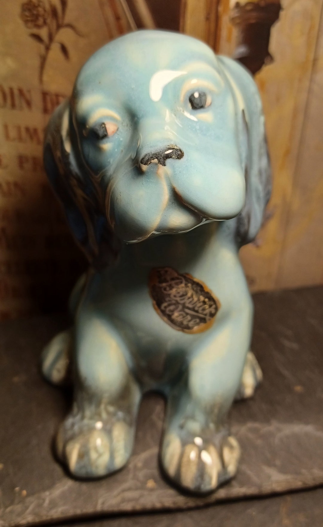 Vintage 1930s Beswick - Lollopy Dog - SPANIEL Seated Puppy - Blue - 454 ...