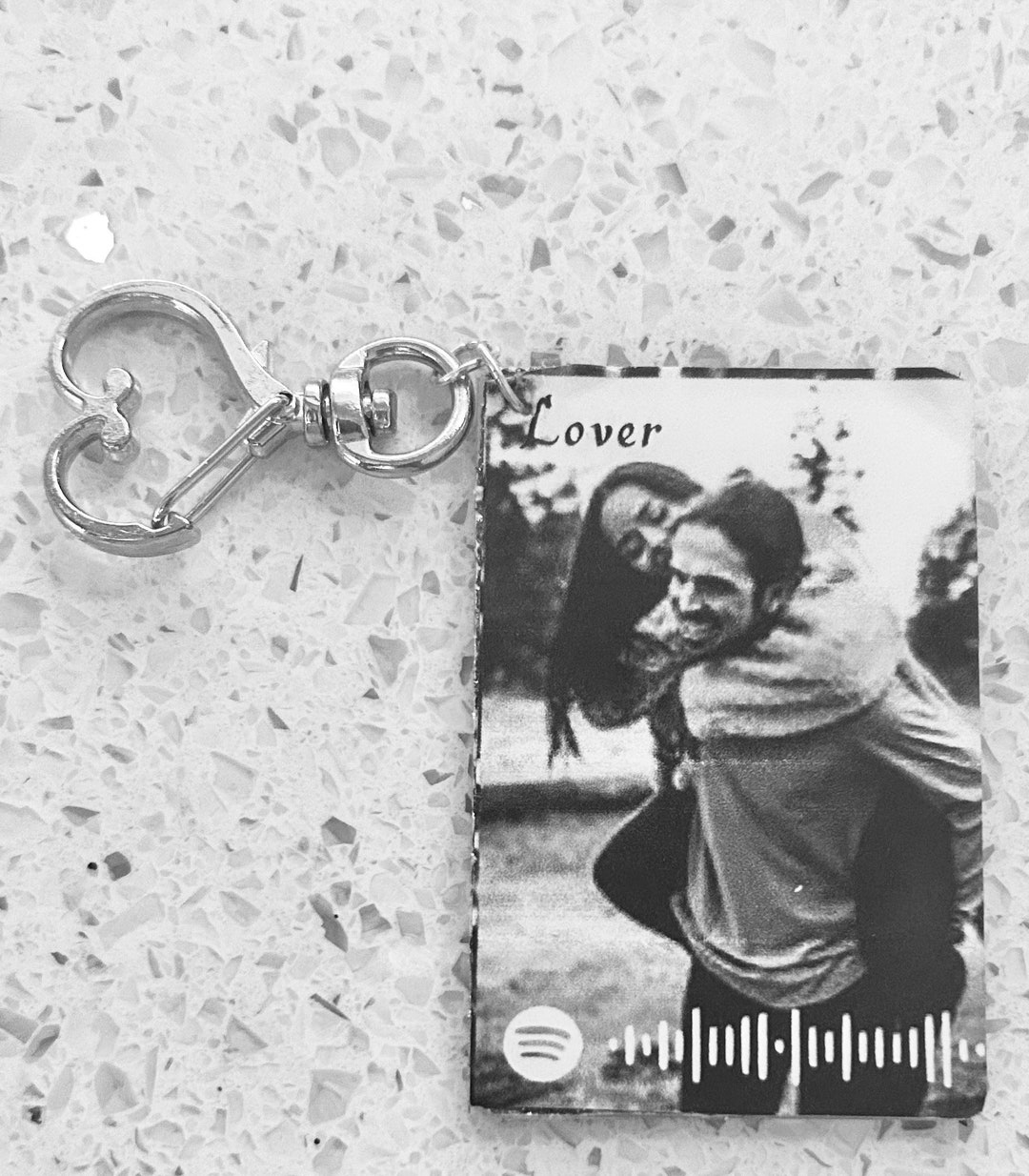 Cute Couples Custom Photo Keychain With Spotify Soundwave - Etsy