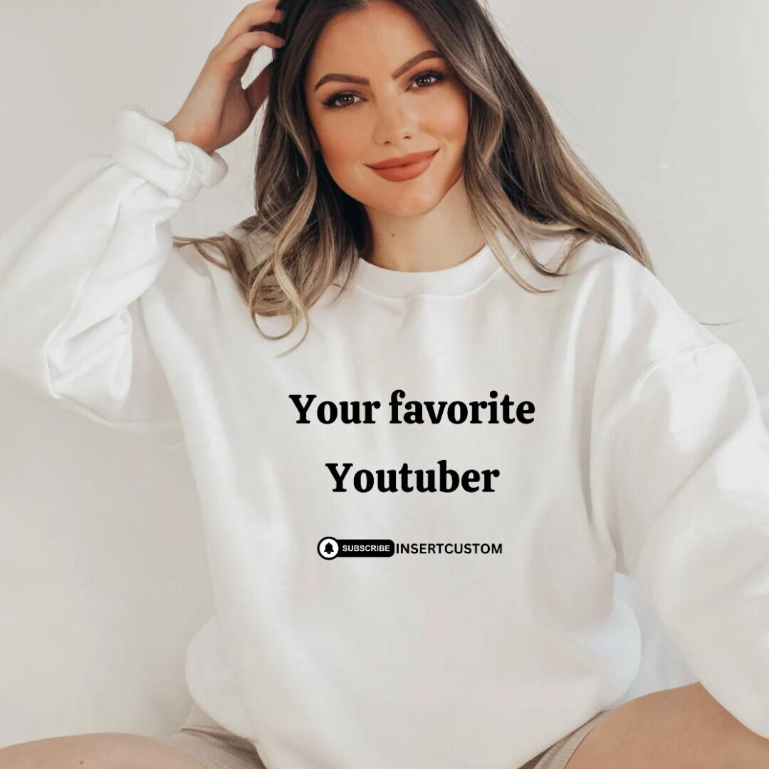 Youtuber Sweatshirt With Personalized Youtube Account, Unisex Youtube Influencer Gift, Gift for ...