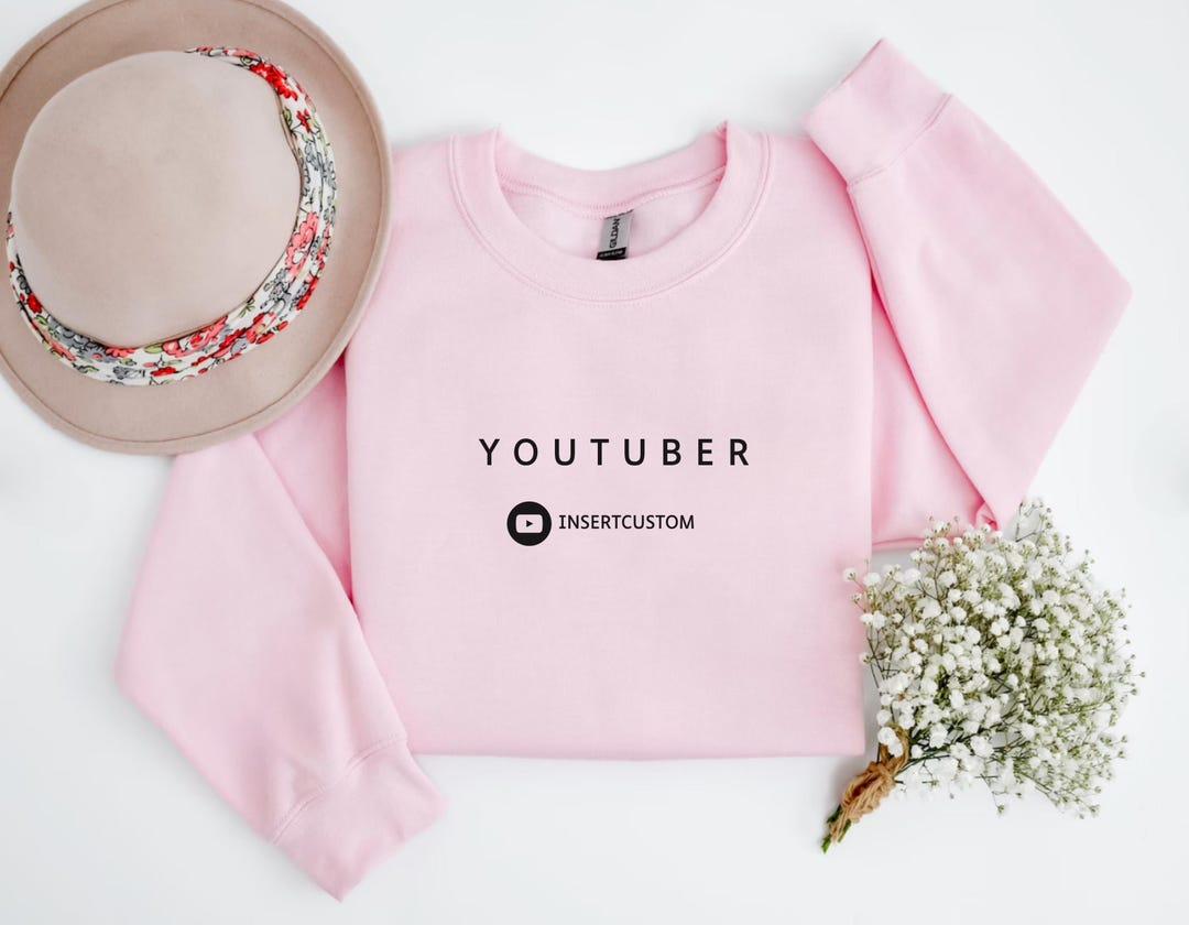 Youtuber Sweatshirt With Personalized Youtube Account, Unisex Youtube ...