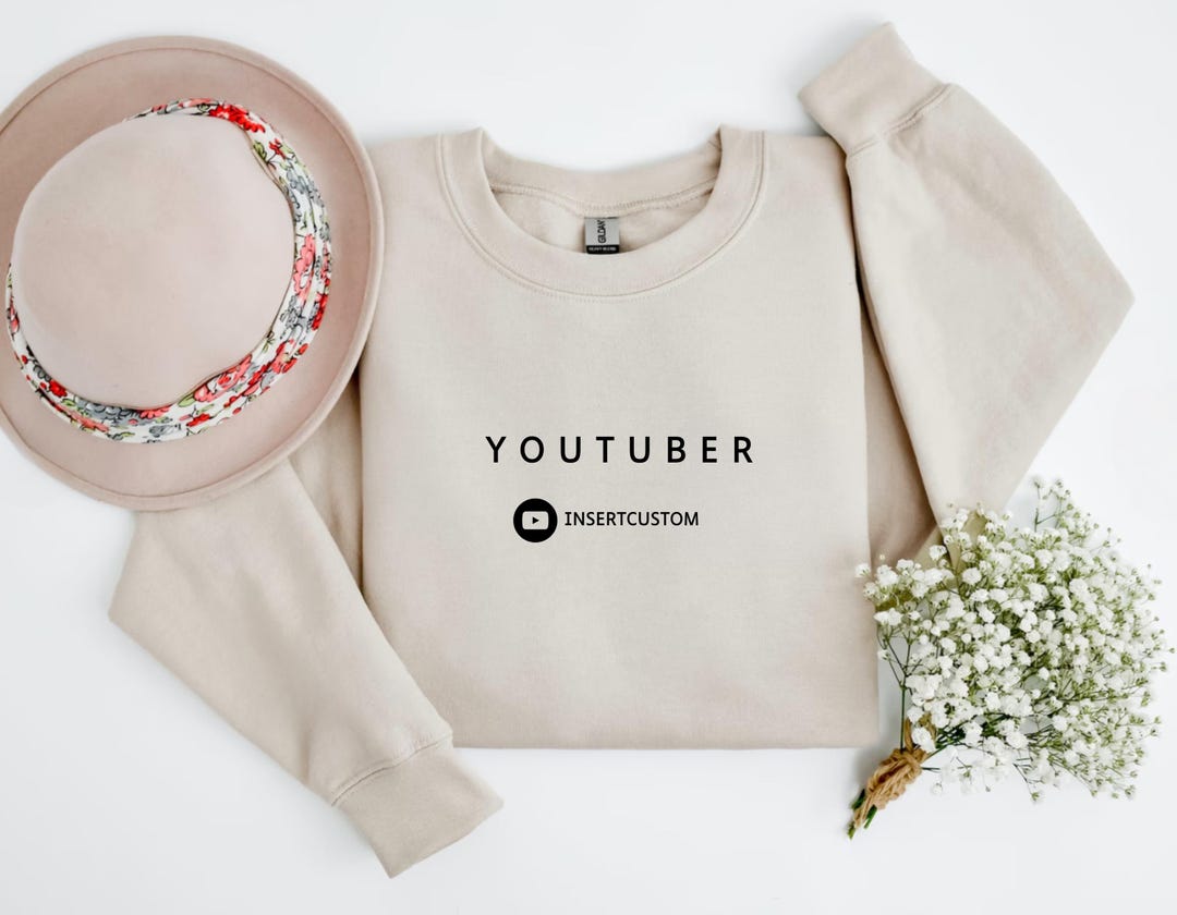 Youtuber Sweatshirt With Personalized Youtube Account, Unisex Youtube ...