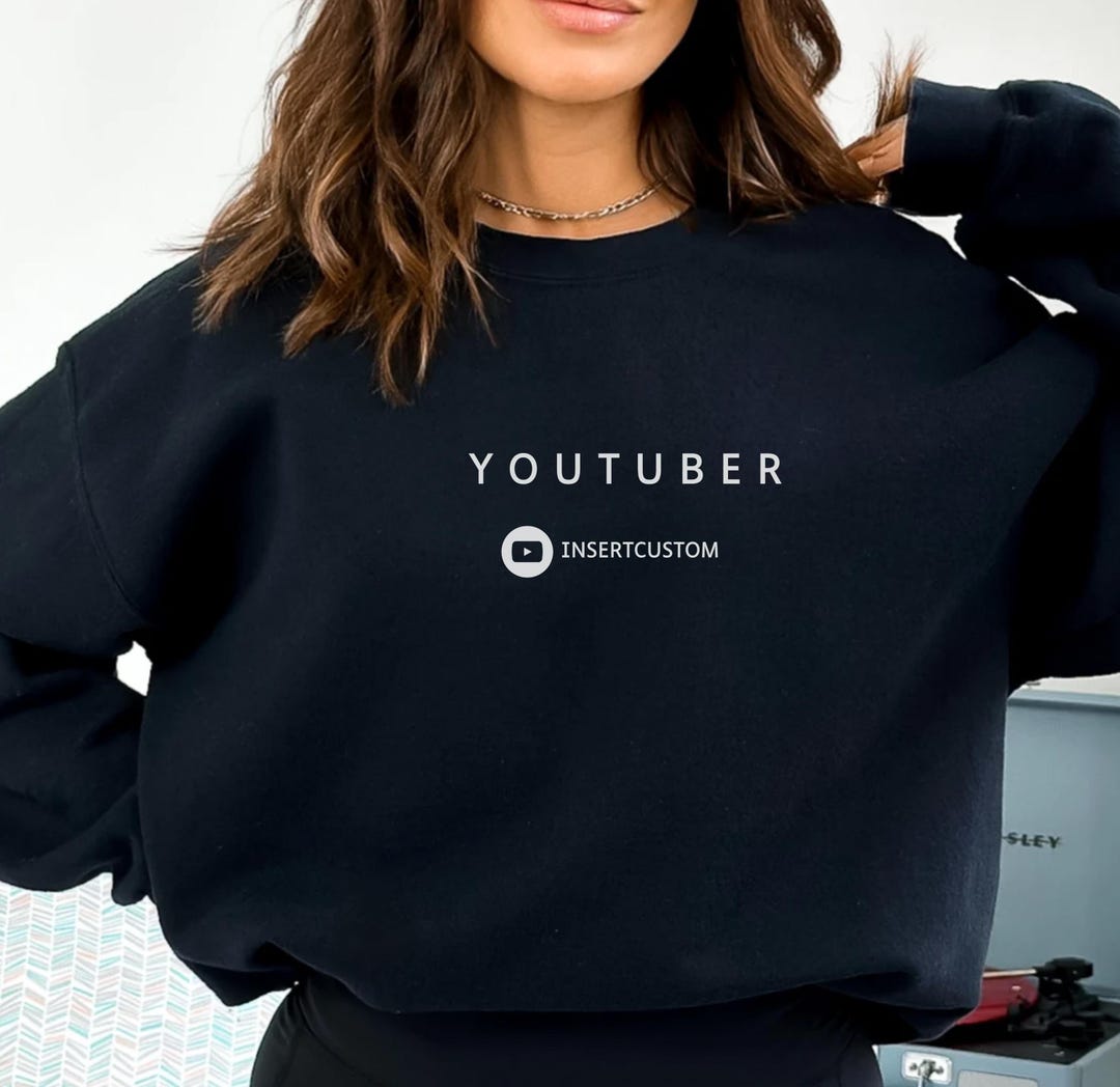 Youtuber Sweatshirt With Personalized Youtube Account, Unisex Youtube ...