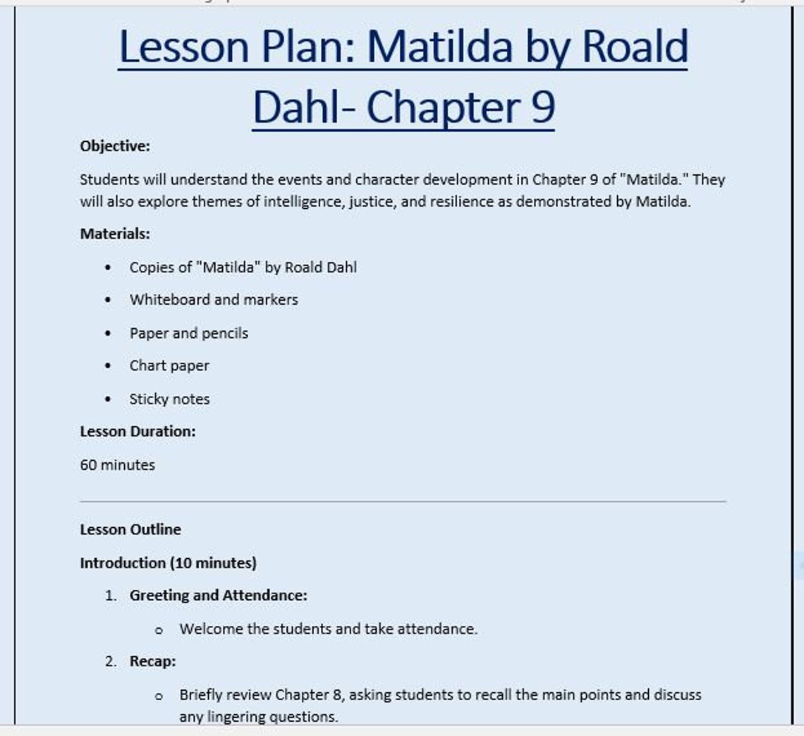 Matilda Novel Study by Roald Dahl - Etsy