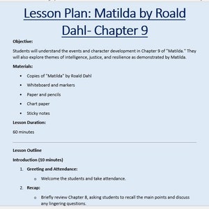 Matilda Novel Study by Roald Dahl - Etsy