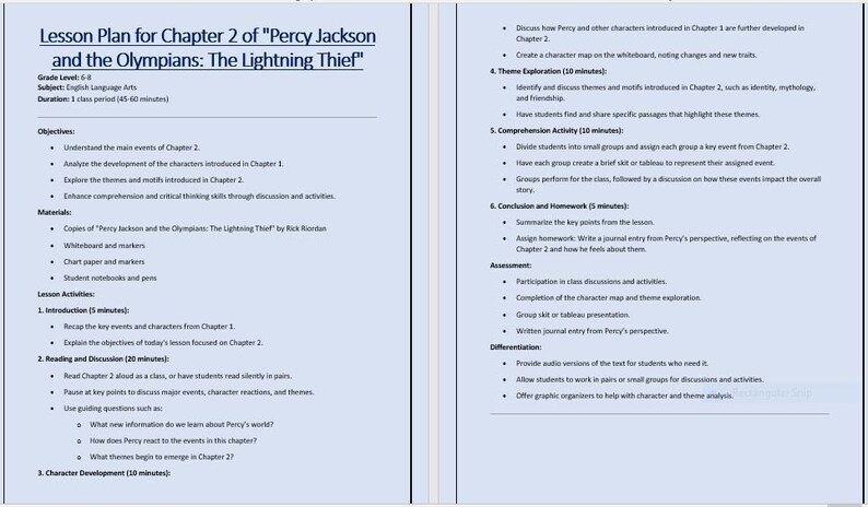 Percy Jackson and the Olympians: the Lightning Thief Novel Study - Etsy