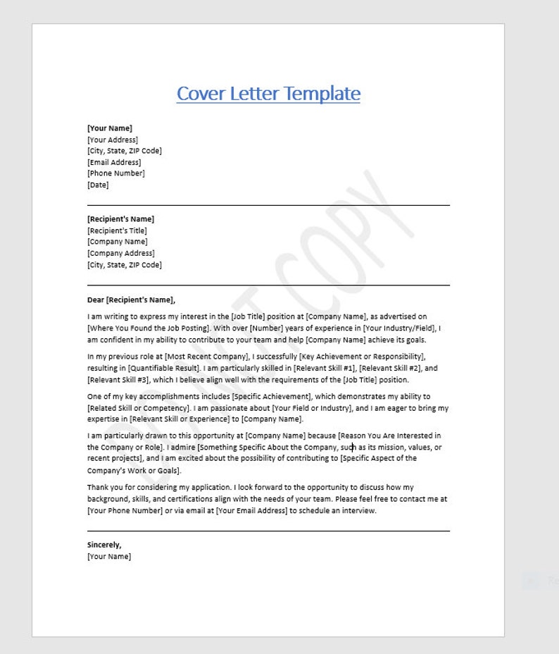 Cover Letter Template 2024 - Etsy