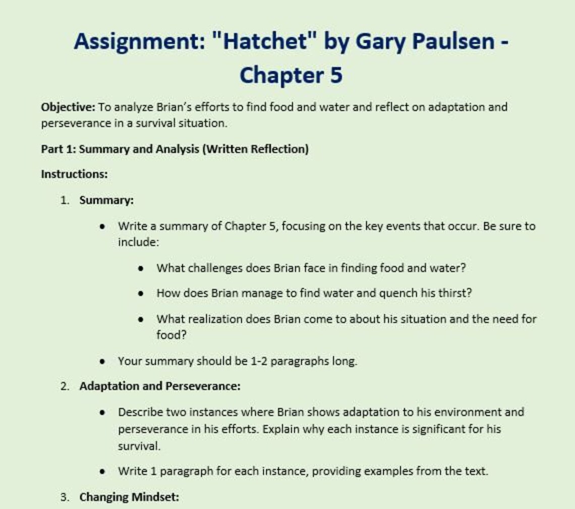Novel Study "hatchet" - Gary Paulsen - Etsy