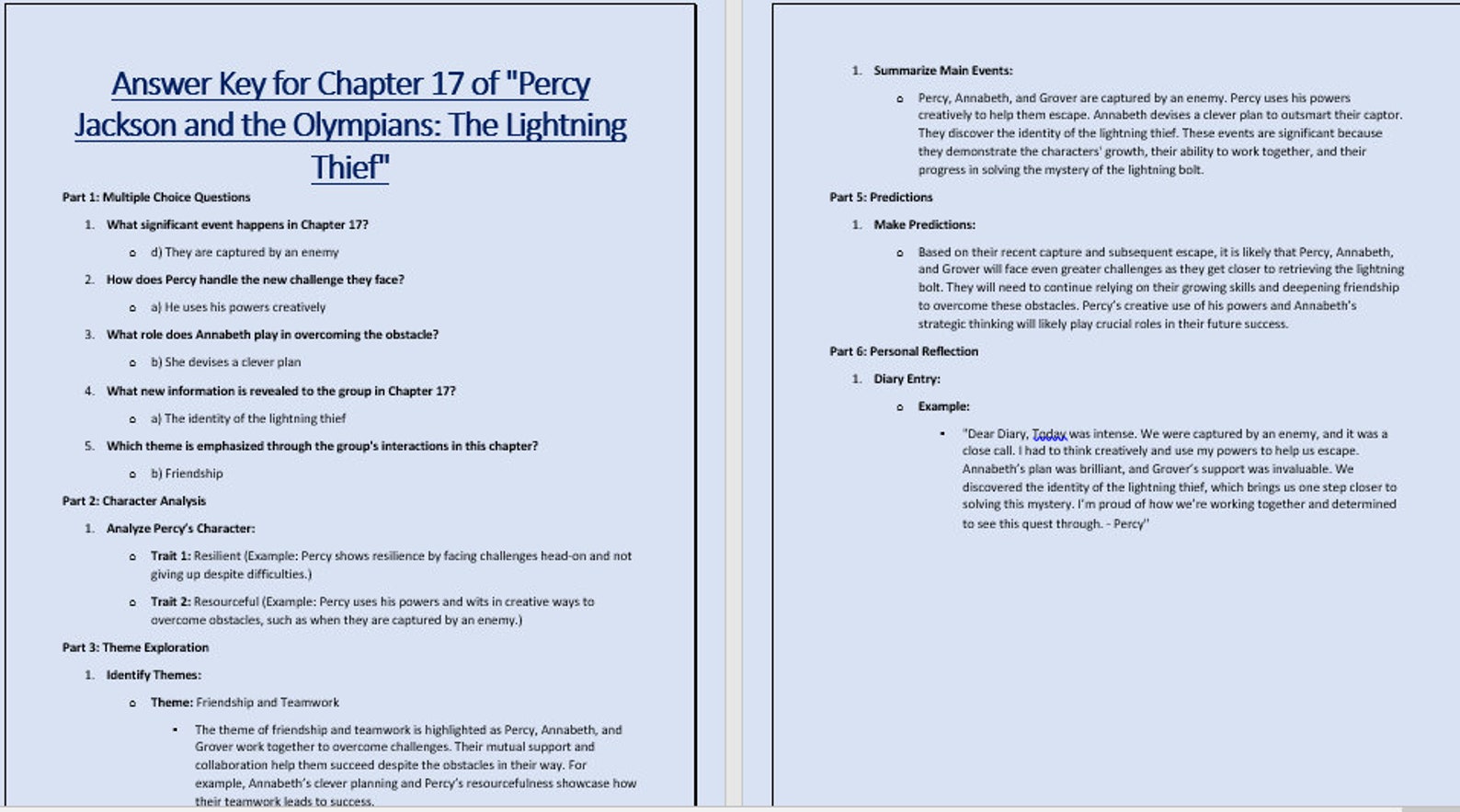 Percy Jackson and the Olympians: the Lightning Thief Novel Study - Etsy