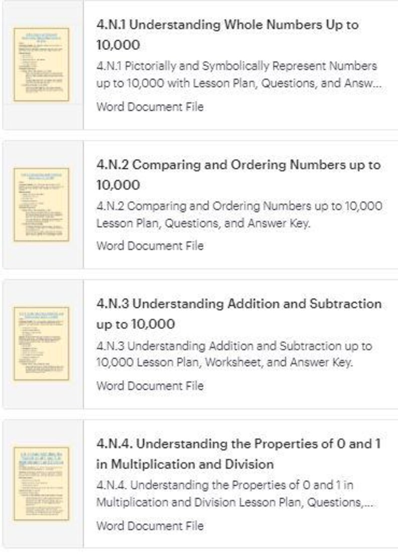Grade 4 Math Full Course Lesson Plans, Assignments, and Answer Keys - Etsy