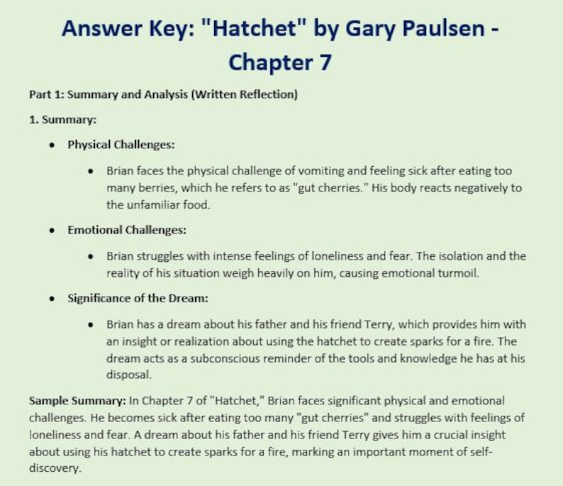 Novel Study "hatchet" - Gary Paulsen - Etsy