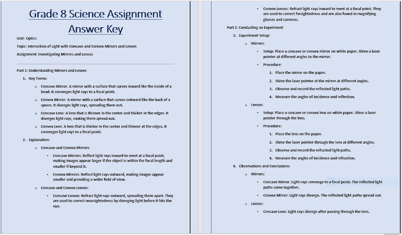 Grade 8 Science Complete Course Materials Lesson Plans, Assignments ...