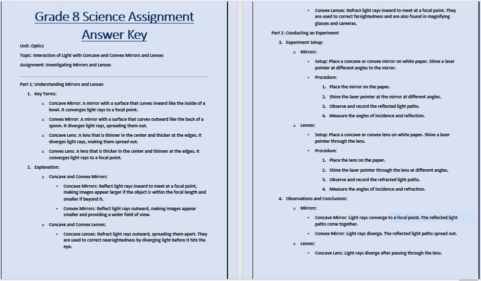 Grade 8 Science Complete Course Materials Lesson Plans, Assignments ...