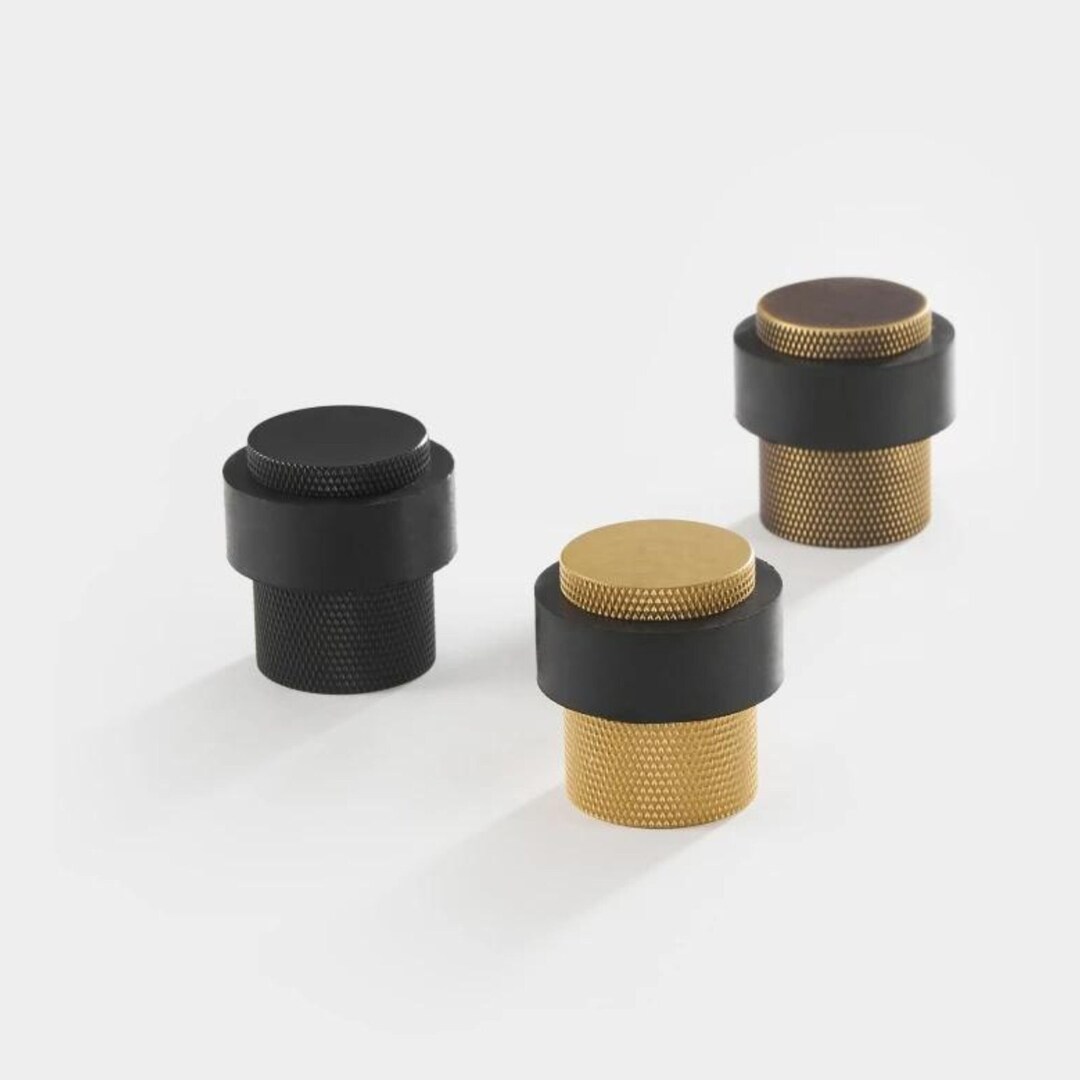 Knurled Brass Door Stop Elegant Floor Mount Door Stopper in Gold or ...