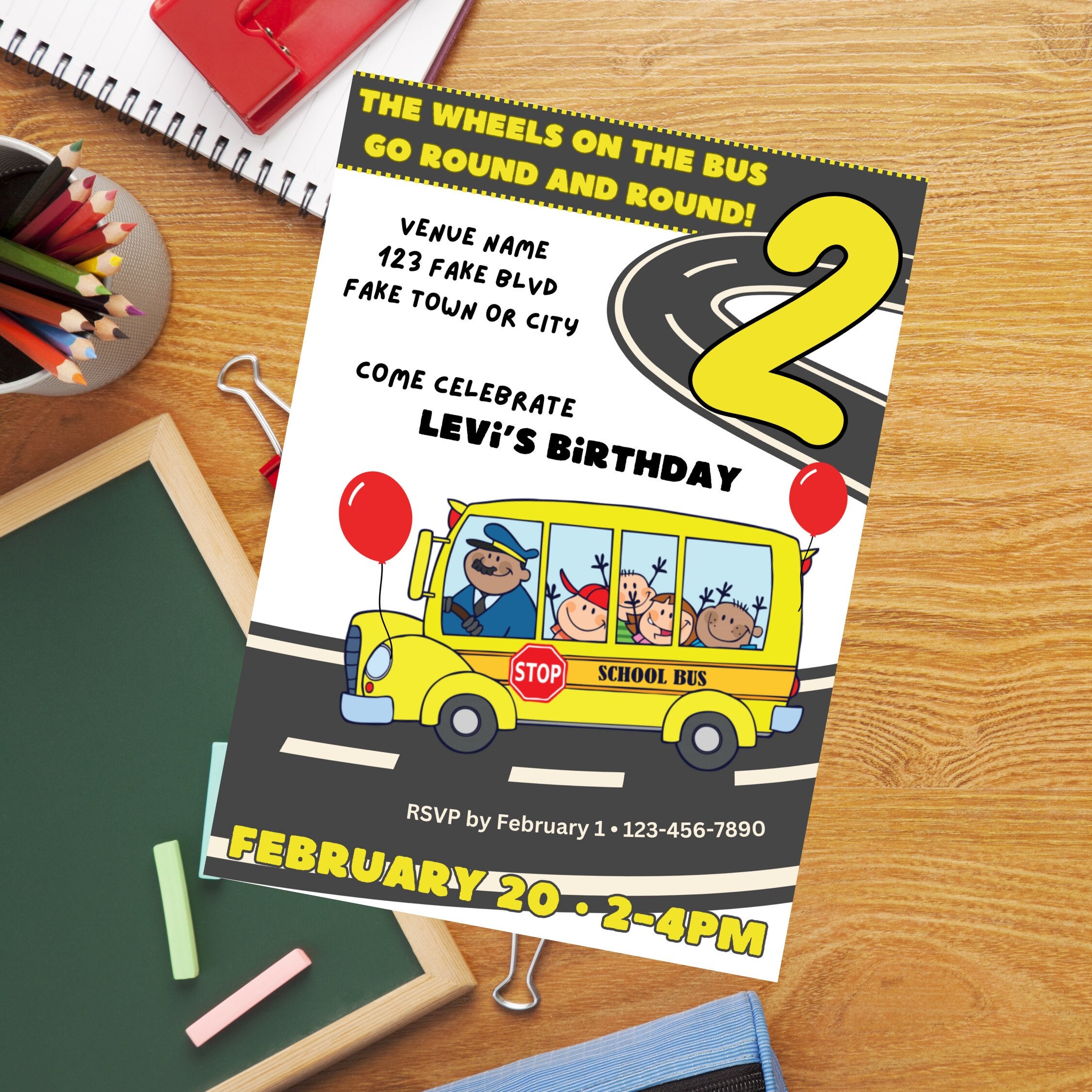 School Bus Birthday Invitation, School Bus Birthday Party, Bus Birthday ...