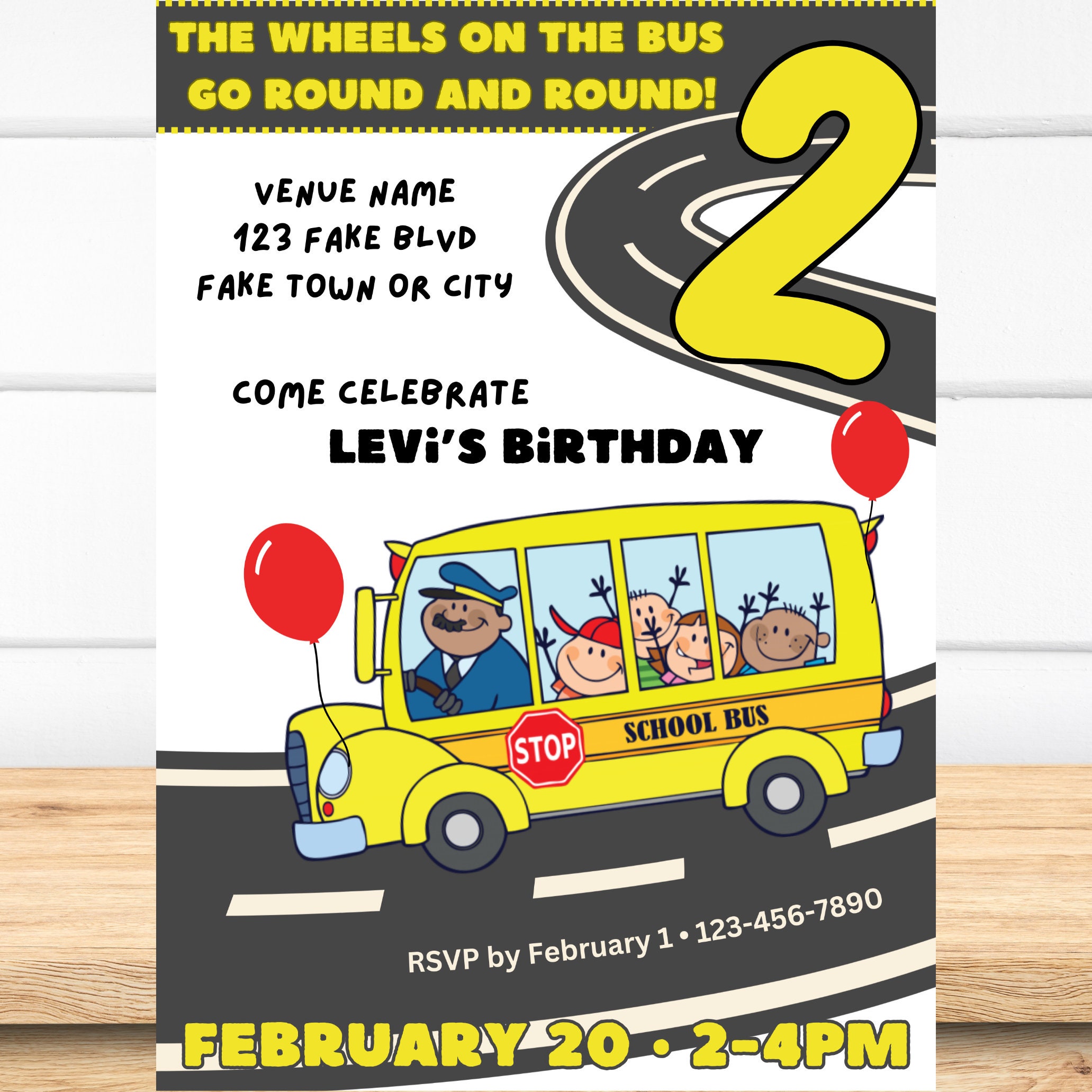 School Bus Birthday Invitation, School Bus Birthday Party, Bus Birthday ...