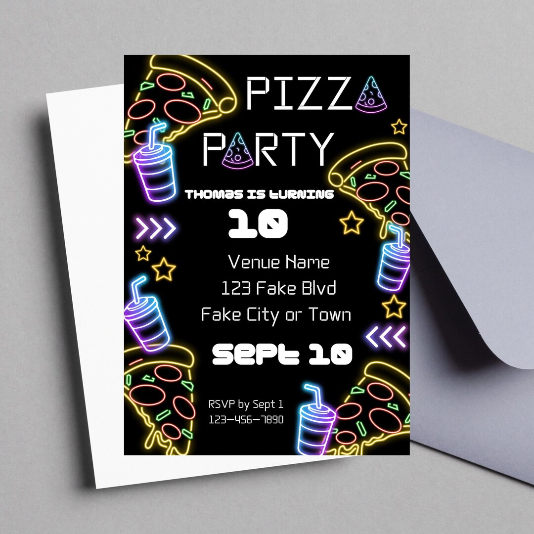 Pizza Party Birthday Invitation, Pizza Party Birthday Invite, Pizza ...