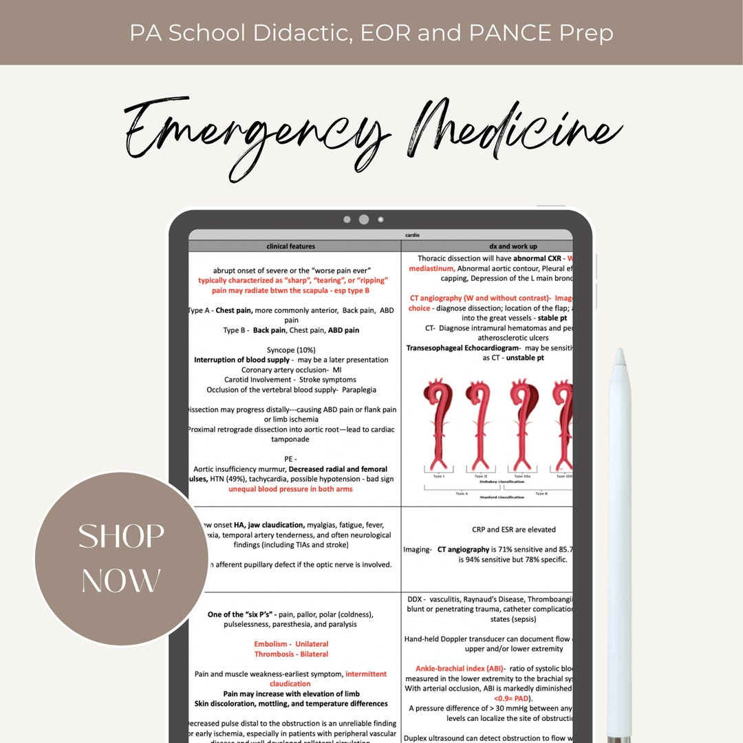 Emergency Medicine Study Guide / PA School Didactic EOR & PANCE Review ...