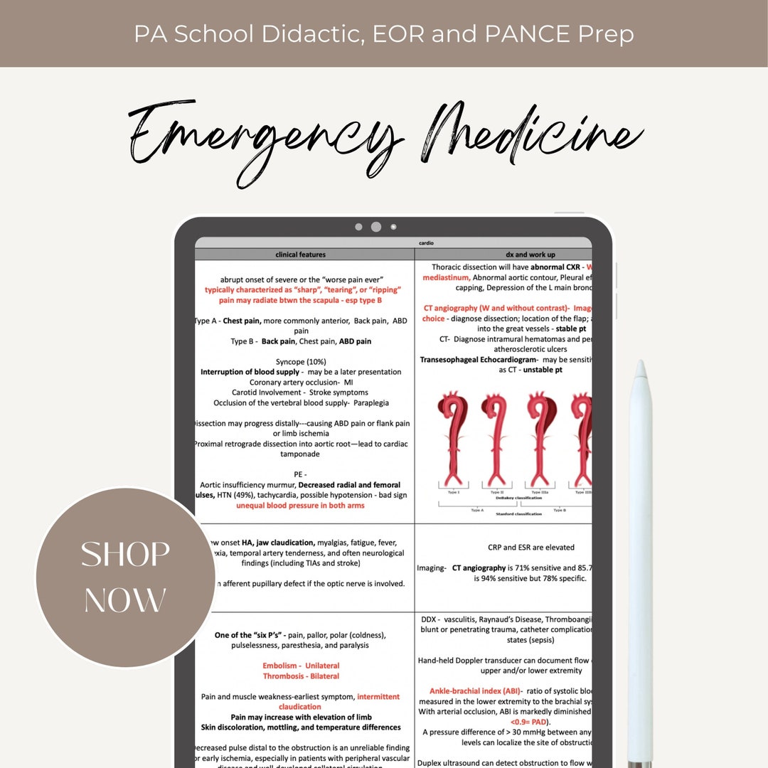 Emergency Medicine Study Guide / PA School Didactic EOR & PANCE Review ...
