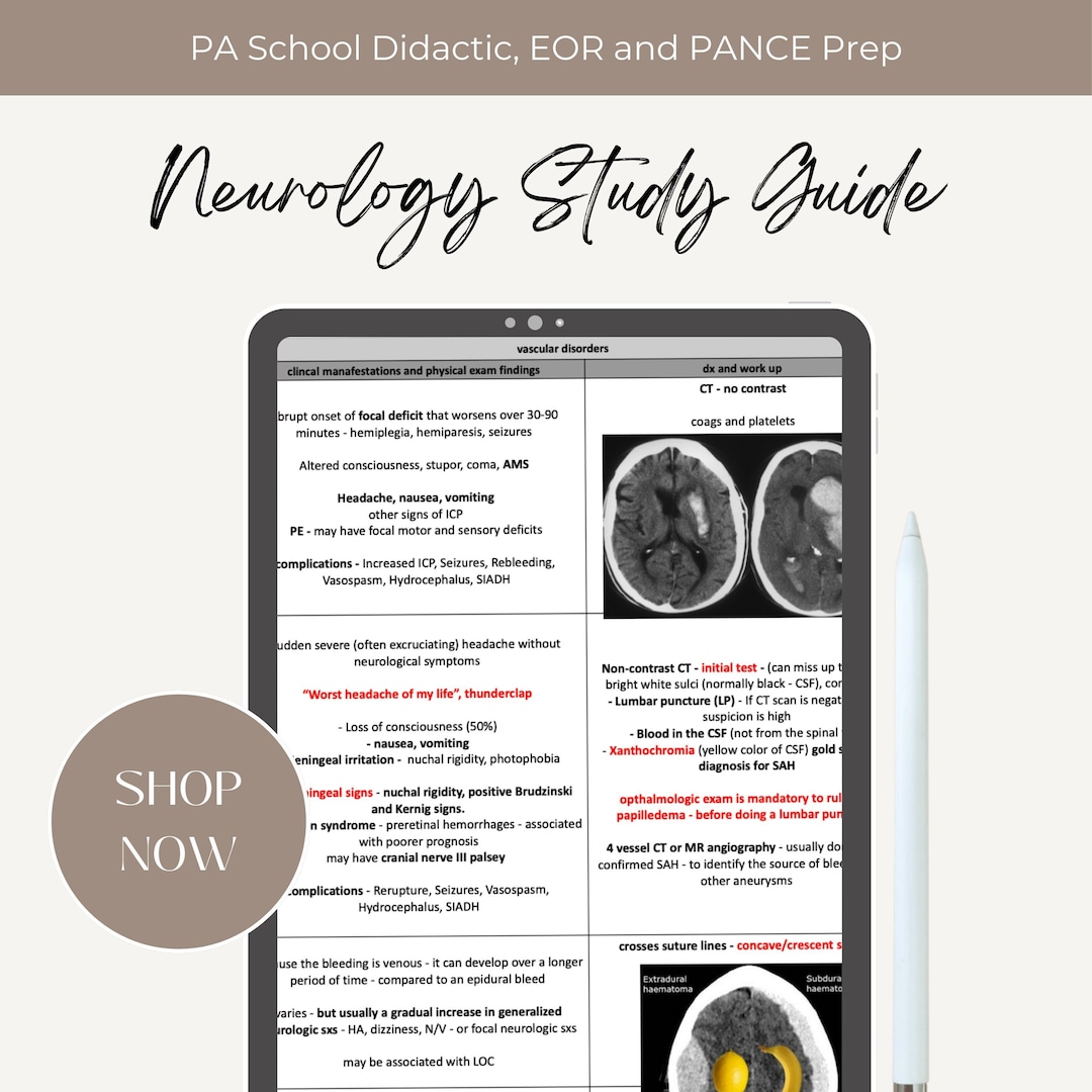 Neurology Clinical Medicine Study Guide / PA School Didactic EOR ...
