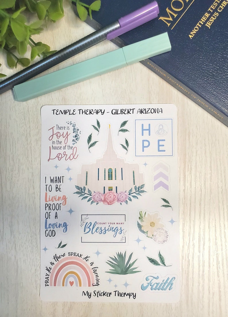 Gilbert Arizona LDS Temple Sticker Sheet, Faith, Blessings, Hope - Etsy