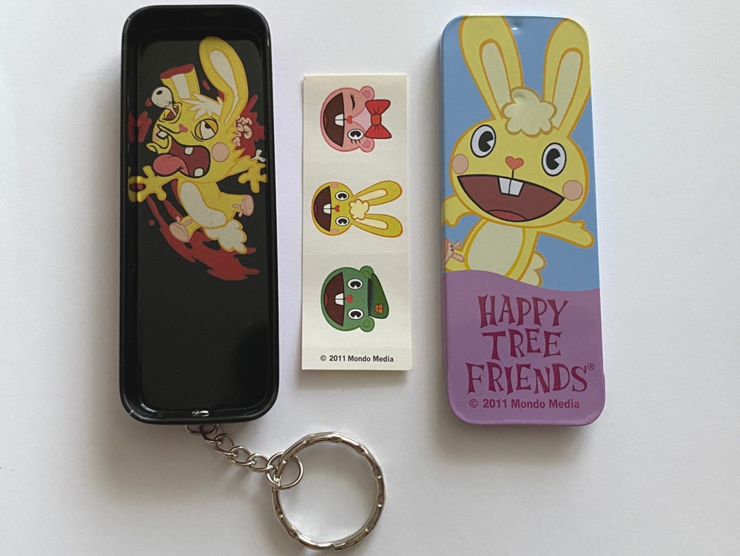 Cuddles Happy Tree Friends Sticker Sliding Tin Case Storage Keychain ...