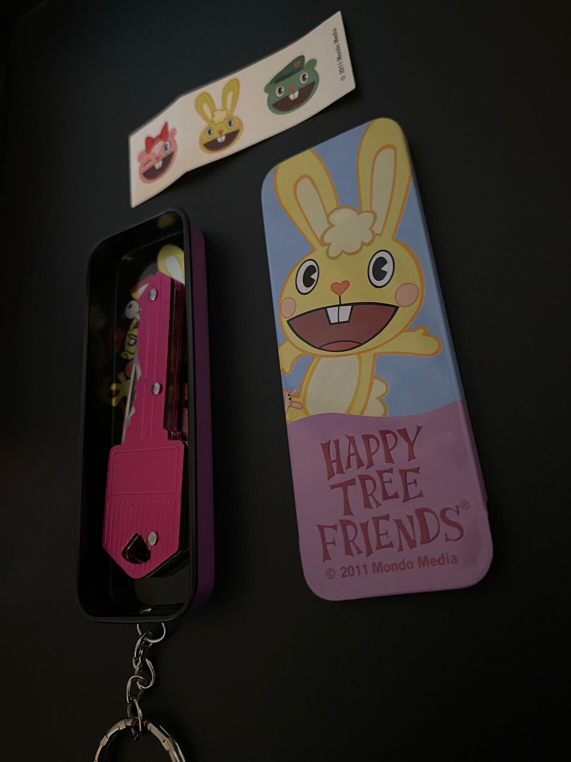 Cuddles Happy Tree Friends Sticker Sliding Tin Keychain Rare ...