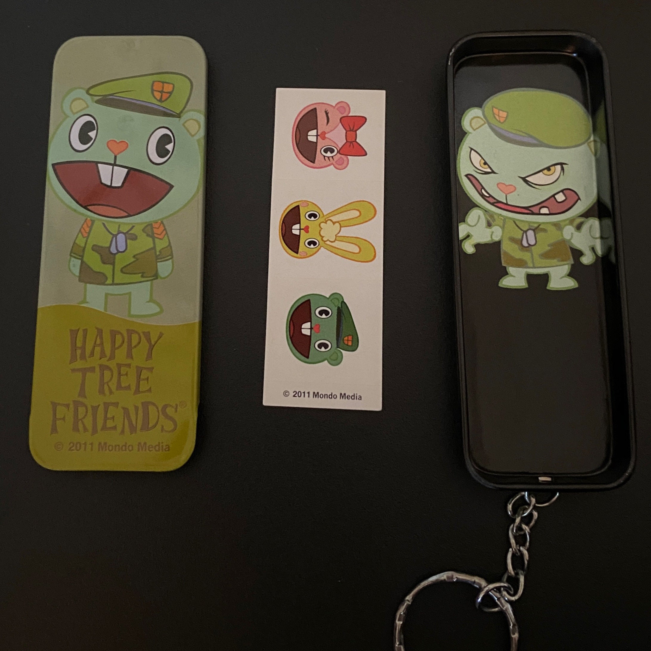 Flippy Happy Tree Friends Sticker Sliding Tin Case Storage Keychain ...