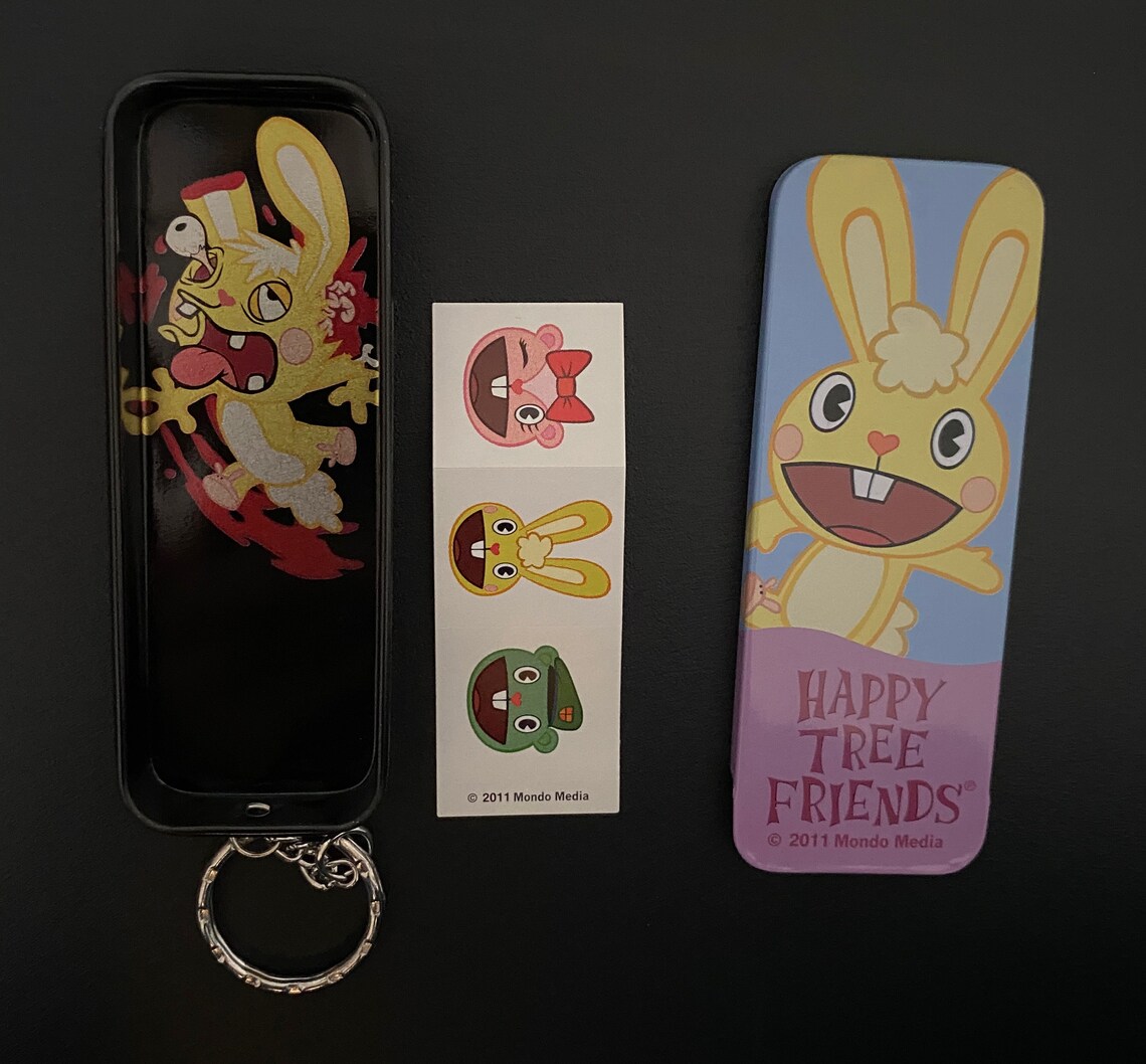 Cuddles Happy Tree Friends Sticker Sliding Tin Keychain Rare ...