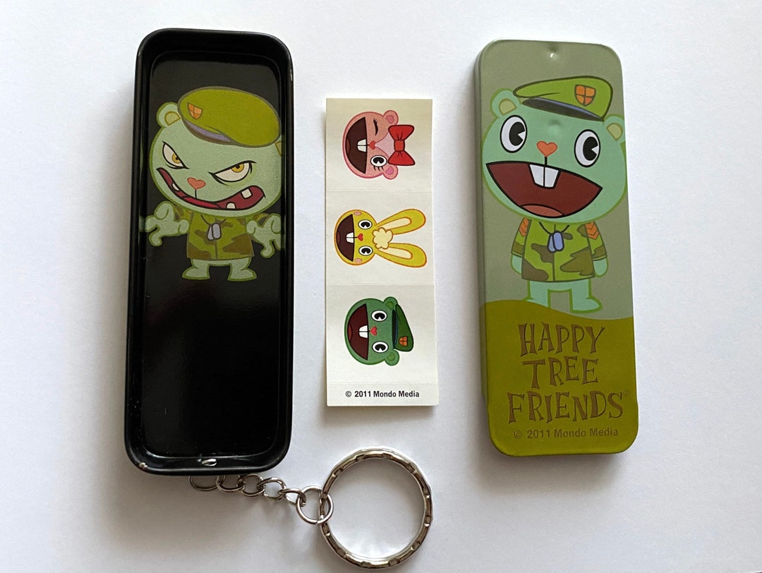Flippy Happy Tree Friends Sticker Sliding Tin Case Storage Keychain ...
