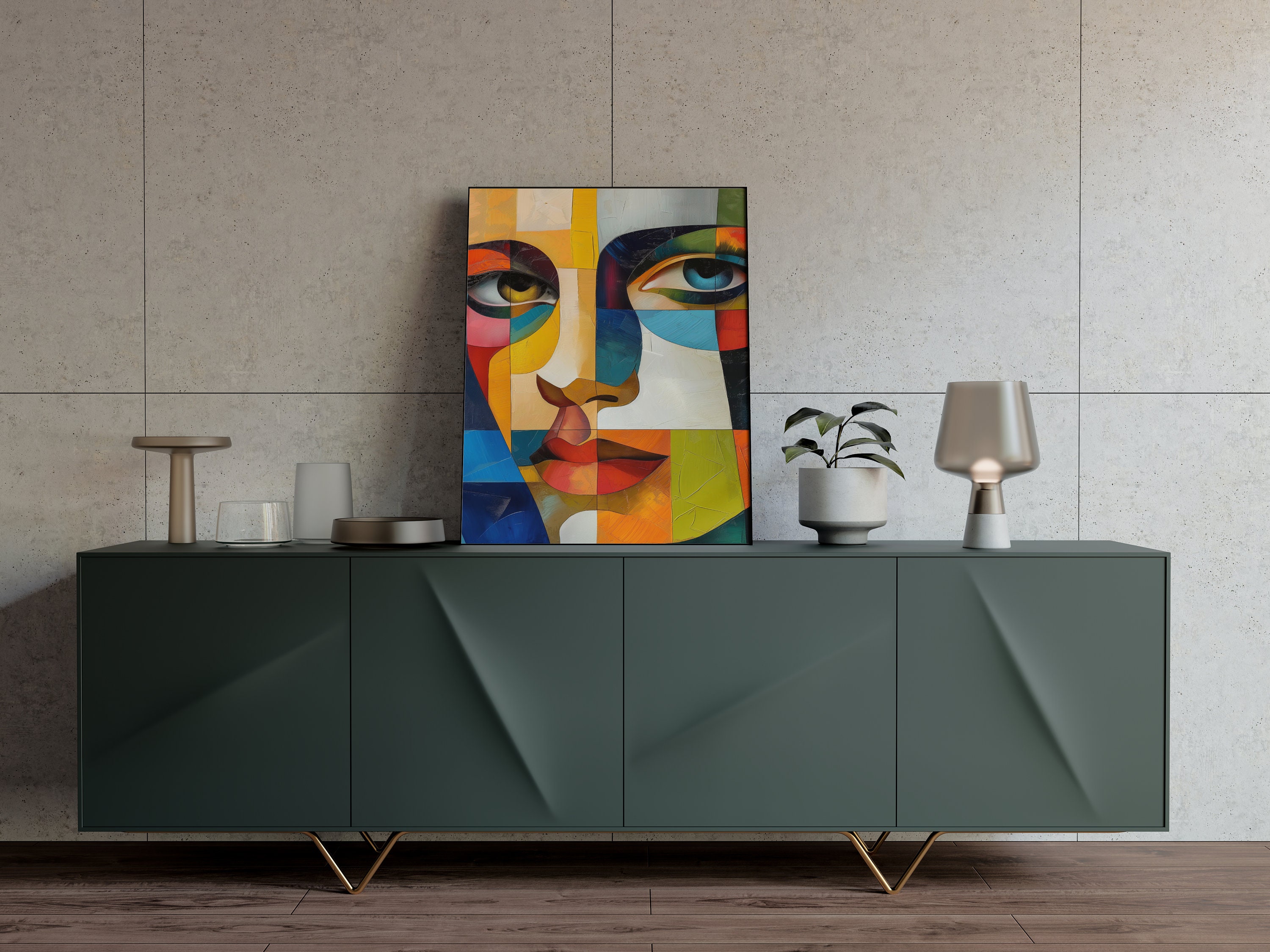 Cubism Woman Portrait Cubist Portrait Painting Surreal Colorful Modern ...