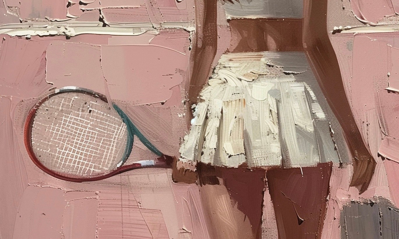 Tennis Girl Preppy Pink Printable Vintage Oil Painting Coquette Wall ...