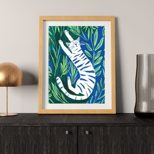 Blue Cat Art Print | PRINTABLE ART POSTER | Downloadable Print ...
