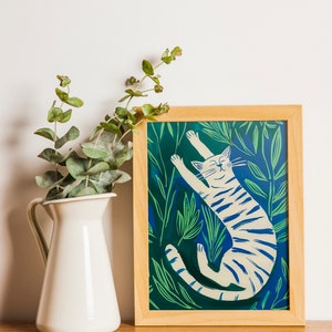 Blue Cat Art Print | PRINTABLE ART POSTER | Downloadable Print ...