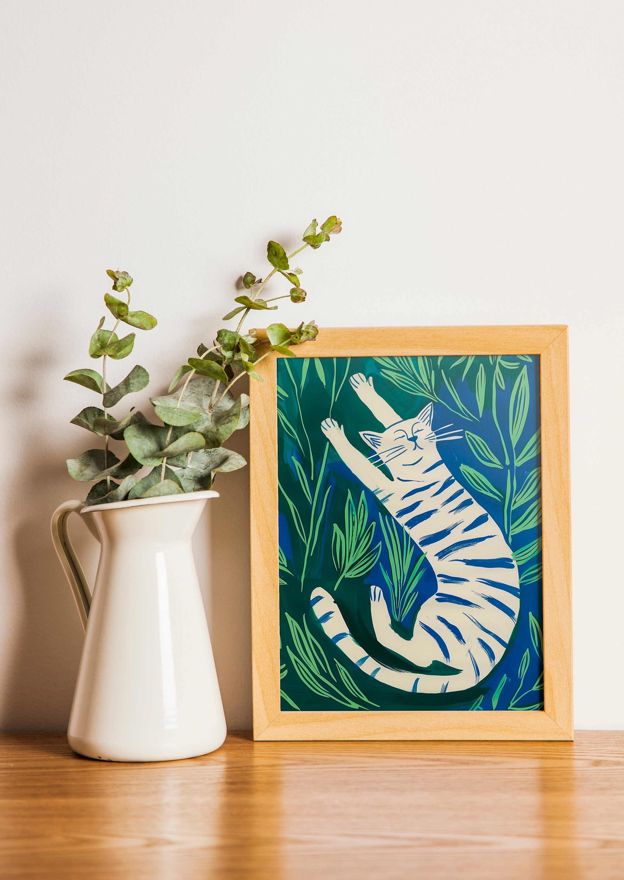 Blue Cat Art Print PRINTABLE ART POSTER Downloadable Print Abstract Cat ...