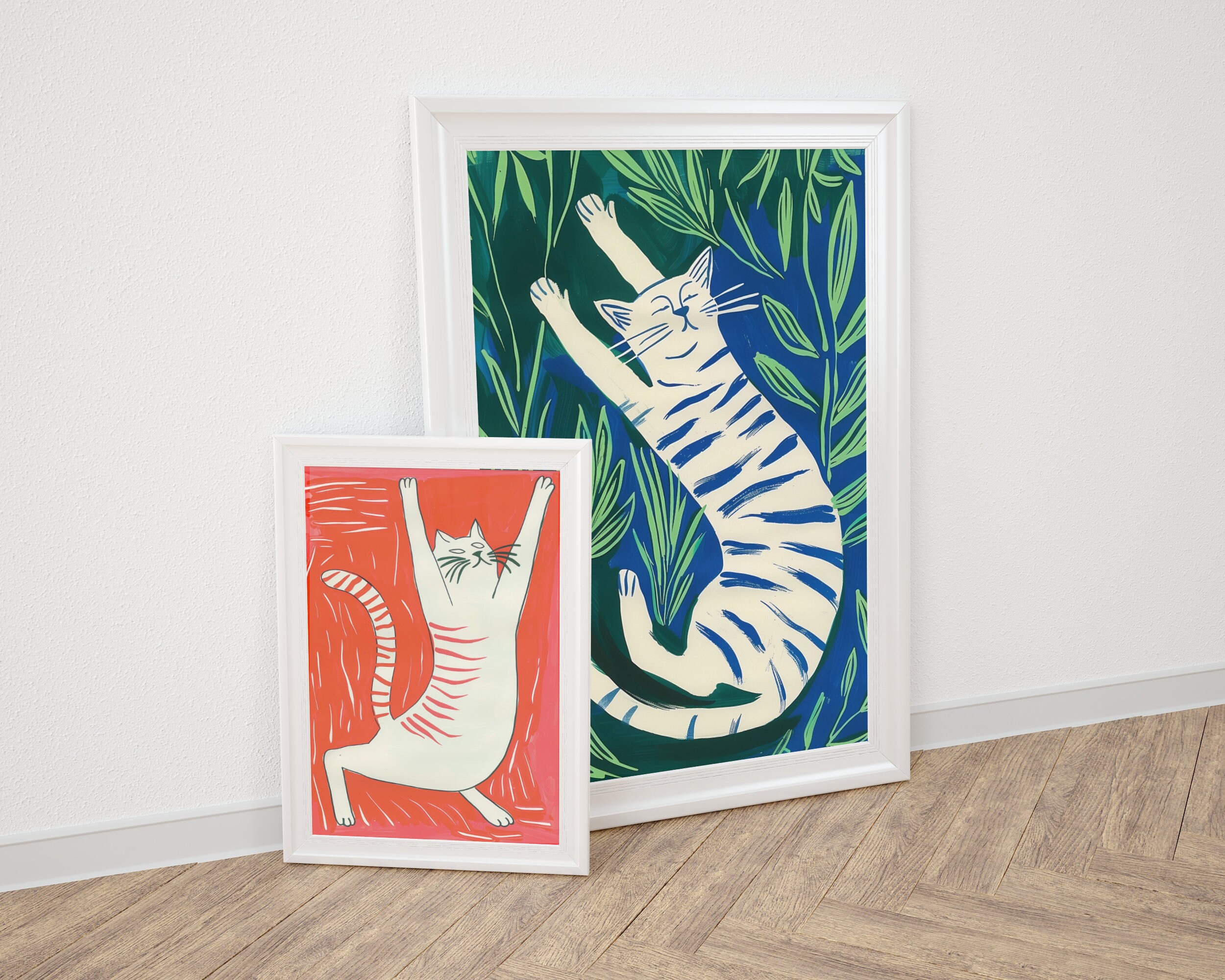 Blue Cat Art Print PRINTABLE ART POSTER Downloadable Print Abstract Cat ...