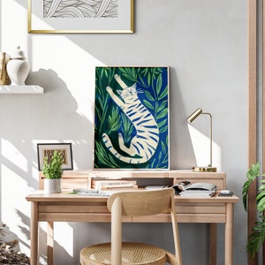 Blue Cat Art Print PRINTABLE ART POSTER Downloadable Print Abstract Cat ...