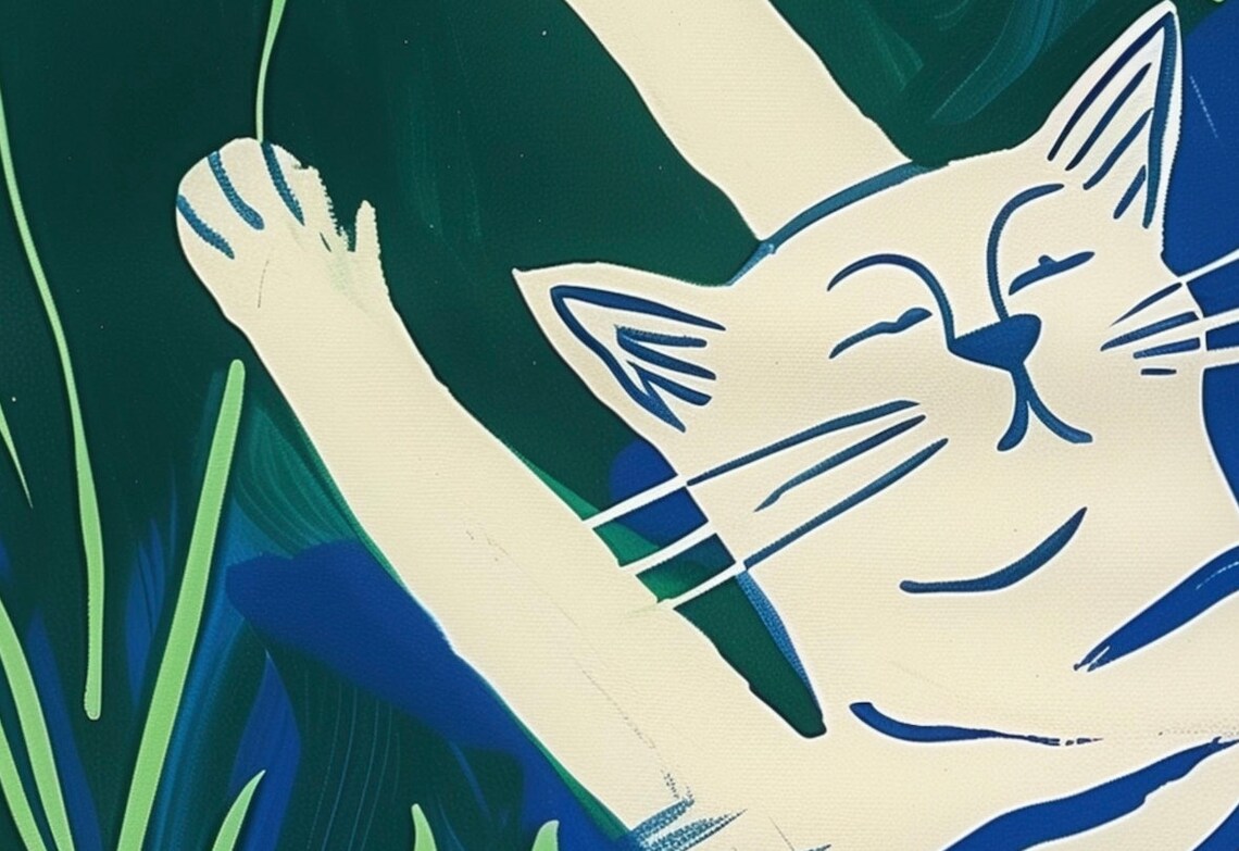 Blue Cat Art Print PRINTABLE ART POSTER Downloadable Print Abstract Cat ...