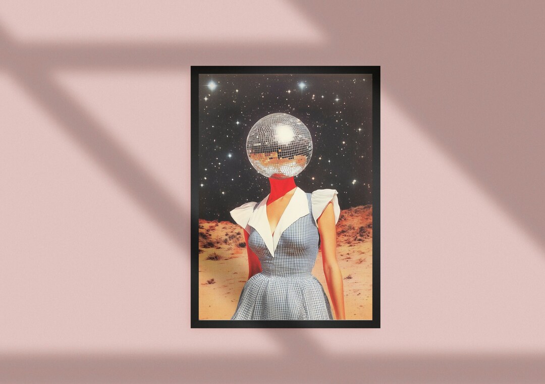 Mirror Ball Space Head Print: 50s Coquette Wall Art (digital Download ...