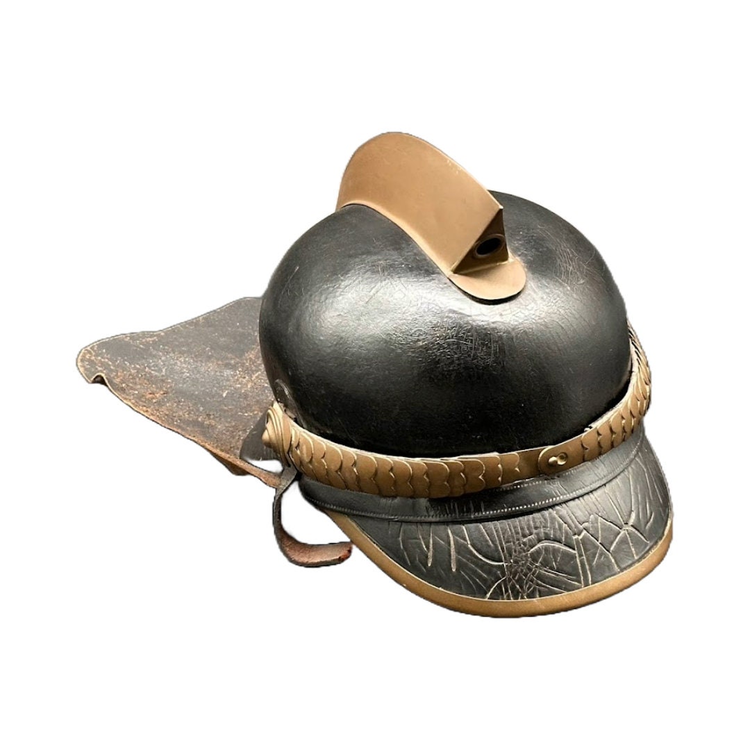 Antique Dutch Leather Firefighter Helmet 1920s/30s Vintage Collectible ...