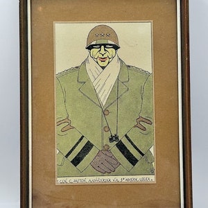 WWII Memorabilia Framed Dutch Cartoon of General Patton - Etsy