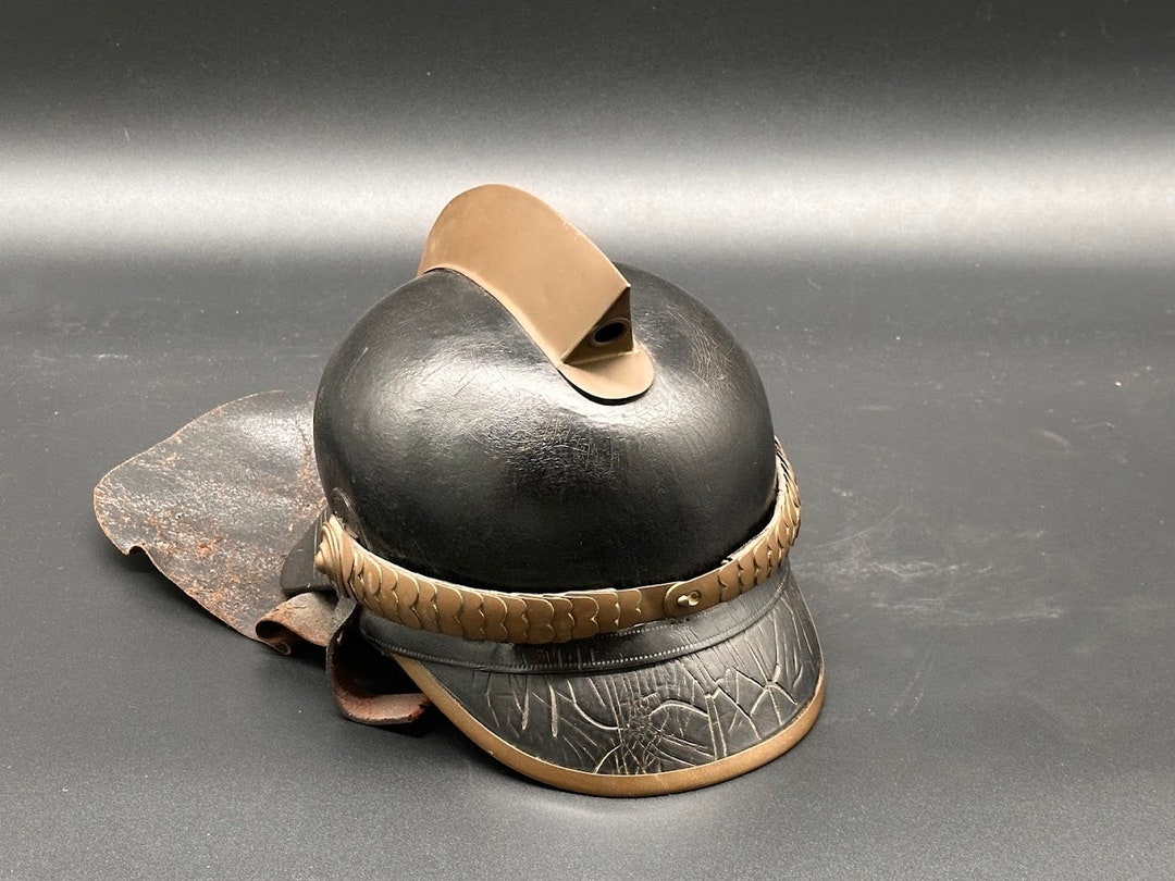 Antique Dutch Leather Firefighter Helmet 1920s/30s Vintage Collectible ...