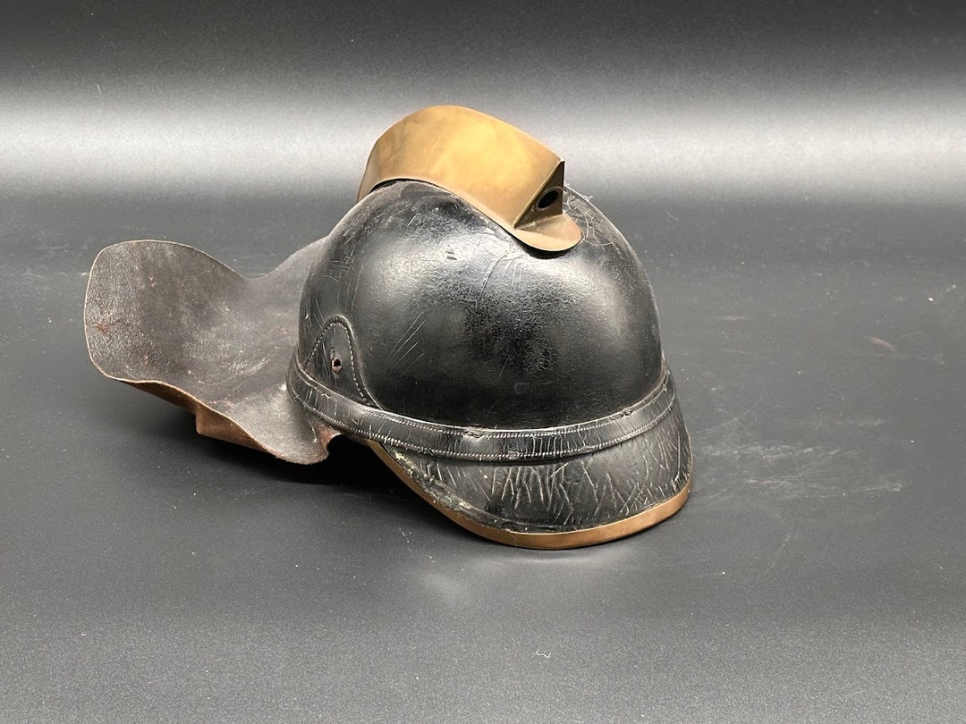 Antique Dutch Leather Firefighter Helmet 1920s/30s Vintage Collectible ...