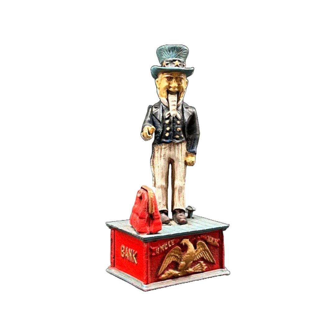 Rare Cast Iron uncle Sam Money Box With Working Mechanism Vintage ...