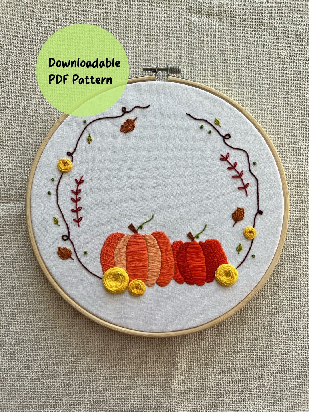 Pumpkin Embroidery Pattern PDF | Fall Embroidery Pattern PDF | Hand ...