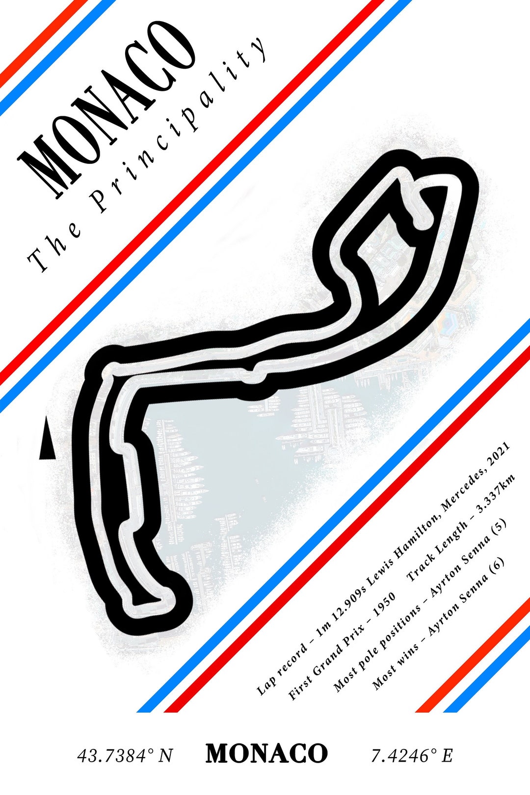 Monaco F1 Track Map 2024 Poster - Etsy