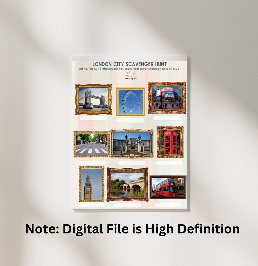 London City Scavenger Hunt for Kids Printable PDF - Etsy