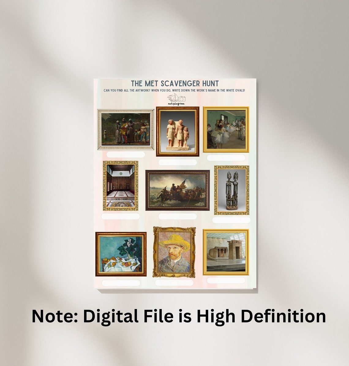 Metropolitan Museum of Art (the Met) Scavenger Hunt for Kids Printable ...