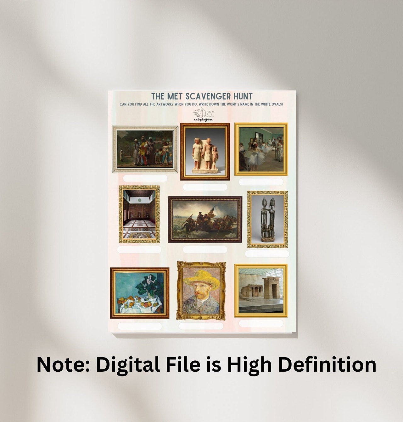 Metropolitan Museum of Art (the Met) Scavenger Hunt for Kids Printable ...