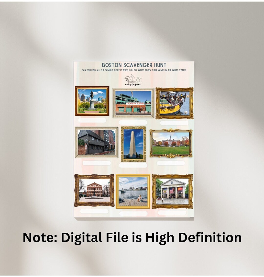 Boston Scavenger Hunt for Kids Printable PDF - Etsy